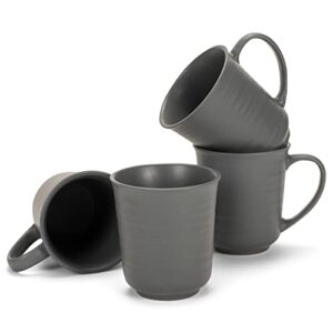 elanze designs black matte glaze finish 17 ounce stoneware coffee cup mugs set of 4