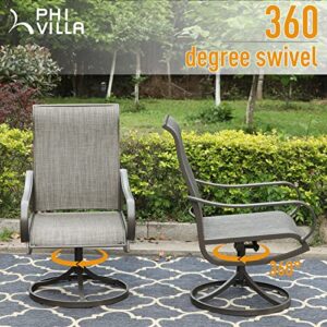 PHI VILLA Outdoor Dining Set for 4, 5 PCS 1 Square 37"x 37" Umbrella Dining Table & Clearance with 4 Swivel Dining Chairs (1.57" Hole) for Patio Kitchen Lawn & Garden