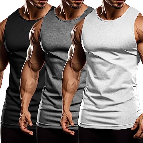 COOFANDY Men's 3 Pack Workout Tank Tops Sleeveless Gym Shirts Bodybuilding Fitness Muscle Tee Shirts