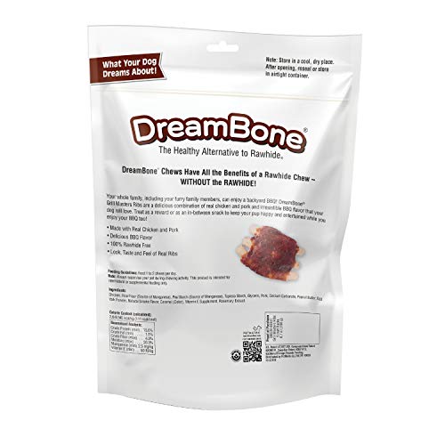 DreamBone Grill Masters Ribs, No-Rawhide Chews for Dogs, 5 Half Racks