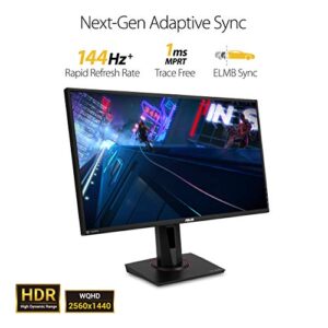 ASUS TUF Gaming 27" 2K HDR Gaming Monitor (VG27AQ) - QHD (2560 x 1440), 165Hz (Supports 144Hz), 1ms, Extreme Low Motion Blur, Speaker, G-SYNC Compatible, VESA Mountable, DisplayPort, HDMI ,Black