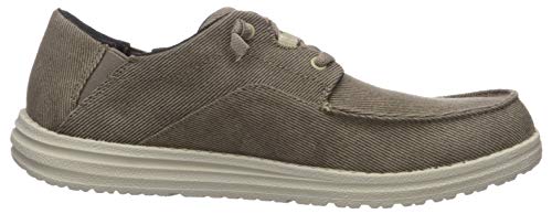 Skechers Men's VOLGO Slip ON Melson Canvas Slip-On Moccasin Shoe, Brown, 12 Medium US