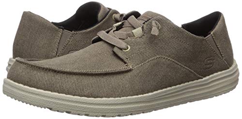 Skechers Men's VOLGO Slip ON Melson Canvas Slip-On Moccasin Shoe, Brown, 12 Medium US