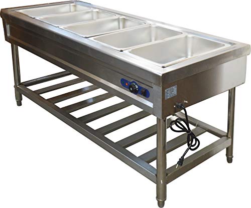 INTBUYING 72 inch 5 Pan Restaurant Electric Steam Table Buffet Food Warmer 110V with Pans