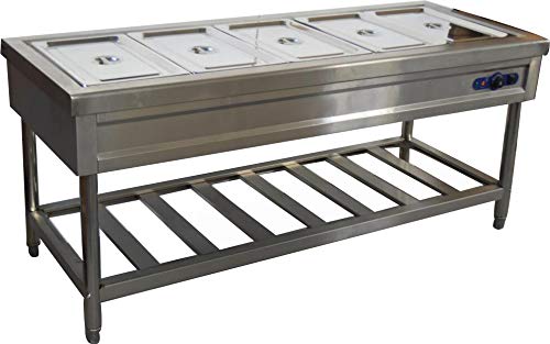 INTBUYING 72 inch 5 Pan Restaurant Electric Steam Table Buffet Food Warmer 110V with Pans