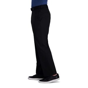 Haggar Men's Cool Right Performance Flex Solid Classic Fit Flat Front Pant-Reg. and Big & Tall Sizes, Black, 44W x 32L