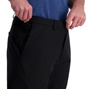 Haggar Men's Cool Right Performance Flex Solid Classic Fit Flat Front Pant-Reg. and Big & Tall Sizes, Black, 44W x 32L