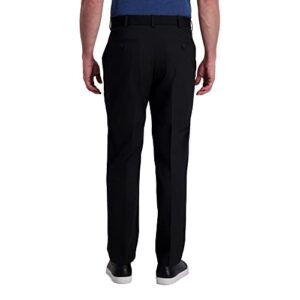 Haggar Men's Cool Right Performance Flex Solid Classic Fit Flat Front Pant-Reg. and Big & Tall Sizes, Black, 44W x 32L