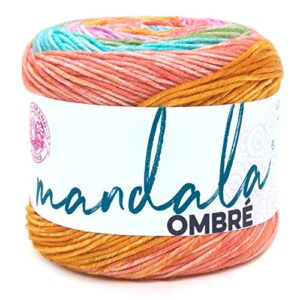 lion brand yarn mandala ombré yarn with vibrant colors, soft yarn for crocheting and knitting, tranquil, 1-pack