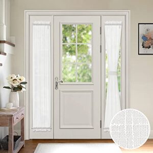 miulee set of 2 72 inches length door curtains with linen texture for sidelight semi-sheer window voile panels 2 panels width in 25 inches white