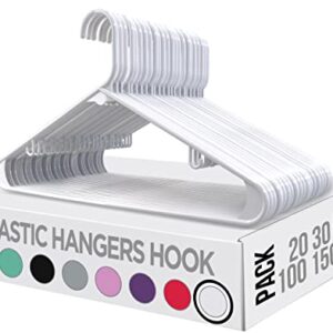 Utopia Home Plastic Clothes Hangers 50 Pack with Hooks - Durable & Space Saving Heavy Duty White Hangers for Coats, Skirts, Pants, Dress, Etc.