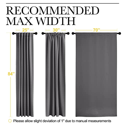 NICETOWN Blackout Curtain Panels Window Draperies - (Grey Color) 70x84 inch, 2 Pieces, Insulating Room Darkening Blackout Drapes for Bedroom