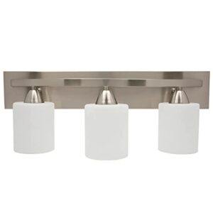 dorence | bathroom vanity light bar | interior bathroom lighting fixtures with modern glass shade | bathroom lights over mirror | (brushed nickel, 3 lights, e26 100w led, bulbs not included)