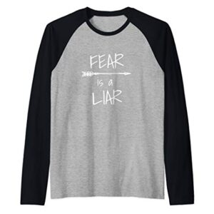 Inspirational Fear Is A Liar 1 John 4:18 Christian Faith Raglan Baseball Tee