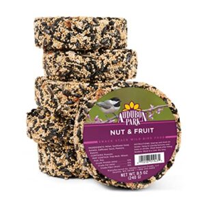 Audubon Park Nut & Fruit Snack Stack Wild Bird Food, Bird Seed Cake for Outside Feeders, 6-Pack