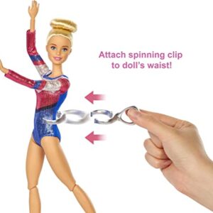 Barbie Gymnastics Playset with Doll and 15+ Accessories, Twirling Gymnast Toy with Balance Beam, Blonde Doll