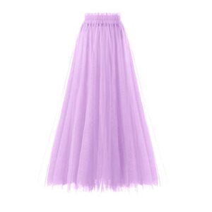 obbue women's a line tulle party evening tutu skirts tea length lavender-s/m