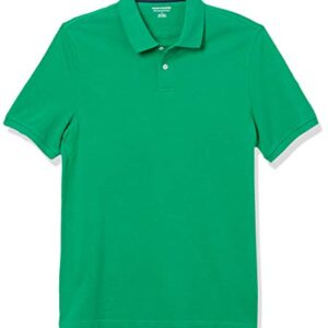 Amazon Essentials Men's Slim-Fit Cotton Pique Polo Shirt, Green, Large