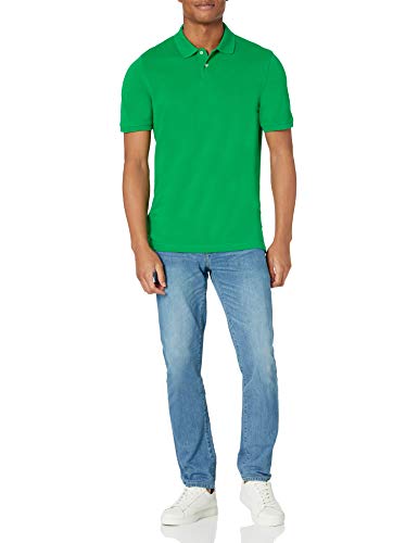 Amazon Essentials Men's Slim-Fit Cotton Pique Polo Shirt, Green, Large