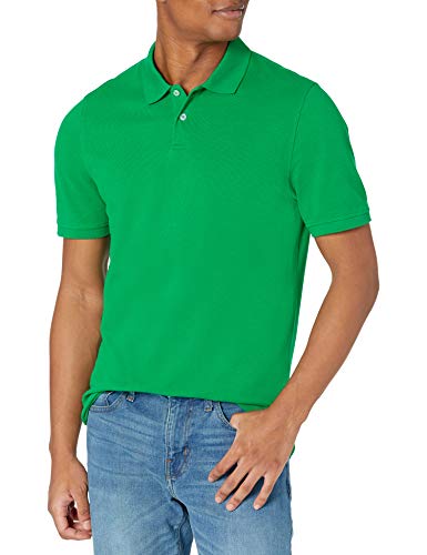 Amazon Essentials Men's Slim-Fit Cotton Pique Polo Shirt, Green, Large