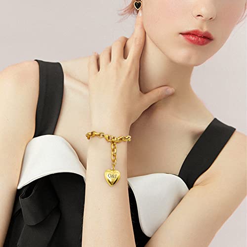 GOLDCHIC JEWELRY Heart Bracelets for Women, Smooth Polished Letter C 316L Stainless Steel Bracelet Jewerly Gifts For Her/Family,Valentine's Day Gift