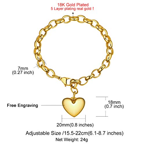 GOLDCHIC JEWELRY Heart Bracelets for Women, Smooth Polished Letter C 316L Stainless Steel Bracelet Jewerly Gifts For Her/Family,Valentine's Day Gift