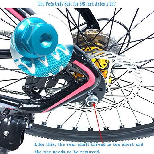 WADEKING Bike Pegs 4.3" Length, Fit 3/8 inch Axles, for Freestyle BMX Bikes and All Kinds of Bicycles, Durable, Stylish Non-Slip Carving（2 Pieces）(Light Blue)