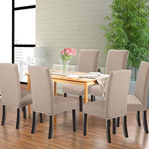 NORTHERN BROTHERS Dining Chair Covers Seat Parson Chair Slipcover for Dining Room Set of 4, Khaki