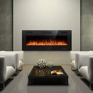 Antarctic Star 60 Inch Electric Fireplace in-Wall Recessed and Wall Mounted, Fireplace Heater and Linear Fireplace with Multicolor Flame, Timer, 750/1500W Control by Touch Panel & Remote