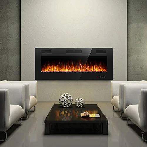 Antarctic Star 60 Inch Electric Fireplace in-Wall Recessed and Wall Mounted, Fireplace Heater and Linear Fireplace with Multicolor Flame, Timer, 750/1500W Control by Touch Panel & Remote