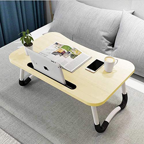 Widousy Laptop Bed Table, Breakfast Tray with Foldable Legs, Portable Lap Standing Desk, Notebook Stand Reading Holder for Couch Sofa Floor Kids - Standard Size（White）