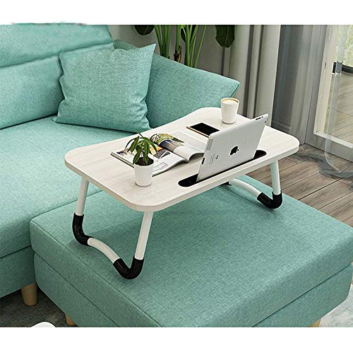 Widousy Laptop Bed Table, Breakfast Tray with Foldable Legs, Portable Lap Standing Desk, Notebook Stand Reading Holder for Couch Sofa Floor Kids - Standard Size（White）