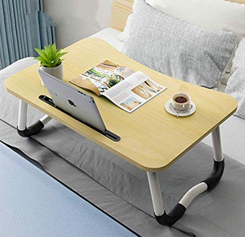 Widousy Laptop Bed Table, Breakfast Tray with Foldable Legs, Portable Lap Standing Desk, Notebook Stand Reading Holder for Couch Sofa Floor Kids - Standard Size（White）