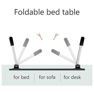 Widousy Laptop Bed Table, Breakfast Tray with Foldable Legs, Portable Lap Standing Desk, Notebook Stand Reading Holder for Couch Sofa Floor Kids - Standard Size（White）