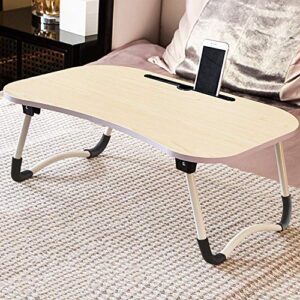 Widousy Laptop Bed Table, Breakfast Tray with Foldable Legs, Portable Lap Standing Desk, Notebook Stand Reading Holder for Couch Sofa Floor Kids - Standard Size（White）