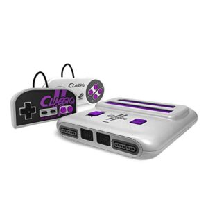 Old Skool Classiq 2 AV Version Twin Video Game System, Grey/Purple Compatible with SNES/NES Nintendo and Super Nintendo cartridges