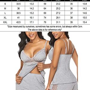 Avidlove Womens Sleepwear Lace Pajamas Cami PJS Set Sexy Nightwear (Small, Gray)