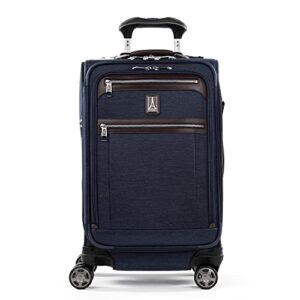 travelpro platinum elite softside expandable carry on luggage, 8 wheel spinner suitcase, usb port, suiter, men and women, true navy blue, carry on 21-inch