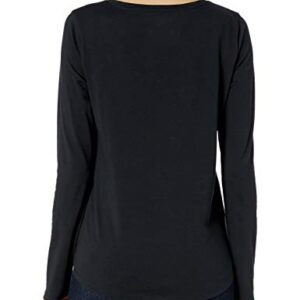 Amazon Essentials Women's Classic-Fit 100% Cotton Long-Sleeve V-Neck T-Shirt, Black, Small