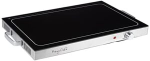 megachef electric warming tray with adjustable temperature control, 24 in, silver, black