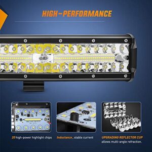 Nilight LED Light Bar Set, 12 Inch 300W Triple Row Spot Flood Combo Work Driving Lamp, 2 Pcs 4 inch 60 W with Wiring Harness for Off road ATV Boat Lighting, Year Warranty