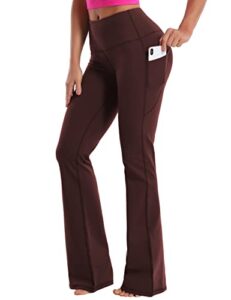 bubblelime 29"/31"/33"/35" 4 styles women's bootcut yoga pants tummy control - side pockets_mahoganymaroon xl_29" inseam