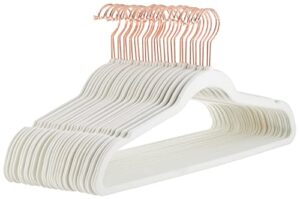 amazon basics slim, velvet, non-slip suit clothes hangers, ivory/rose gold - pack of 30