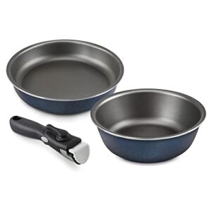 shineuri 3 pieces removable handle cookware, stackable pots and pans set, nonstick pot and pan set,nonstick frying pans for home & camping, dishwasher safe, oven safe - 8/9.5 inch