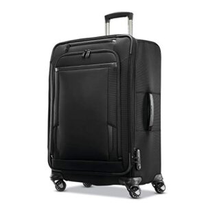 samsonite pro travel softside expandable luggage with spinner wheels, black, checked-medium 25-inch