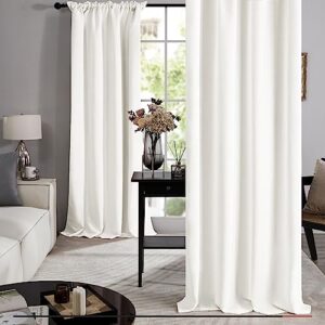 Deconovo 100% Blackout Curtains Set of 2, 84 Inch Length Total Room Darkening Curtain Drapes, Thermal Soundproof Curtains for Bedroom(Cream, 52W x 84L Inch, 2 Panels)