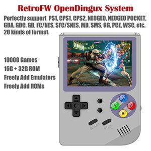 DREAMHAX RG300 Portable Game Console with Open Source System Preload 10000 Games, Handheld Video Games Player with 16G + 32G TF Card 3 Inch IPS Screen, Arcade Retro Games Gifts (Gray)