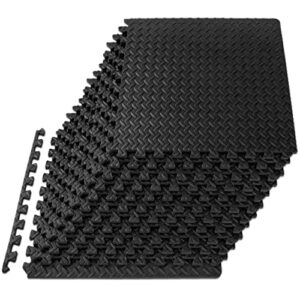 prosourcefit exercise puzzle mat ½ inch, eva foam interlocking tiles protective and cushion flooring for gym equipment, play area, available in packs of 24 sq ft, 48 144 ft