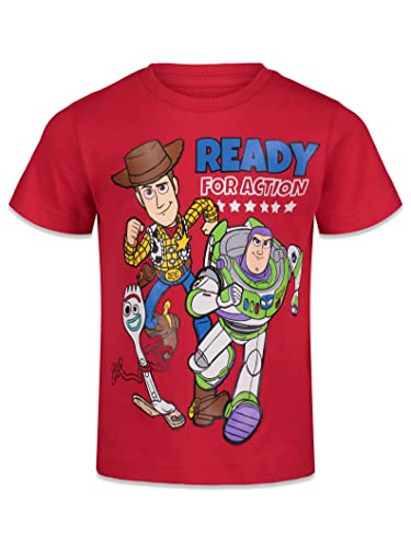 Disney Pixar Toy Story Woody Buzz Lightyear Forky Alien Rex Slinky Dog Toddler Boys 4 Pack T-Shirts Big Kid 3T