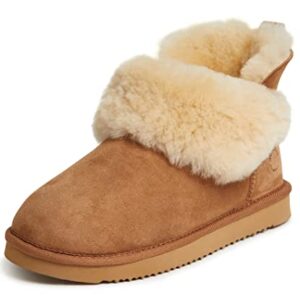 Dearfoams Women's Fireside Perth Genuine Shearling Indoor/Outdoor Water Resistant Foldover Boot